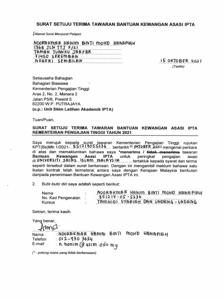 Contoh Surat Setuju Terima | PDF