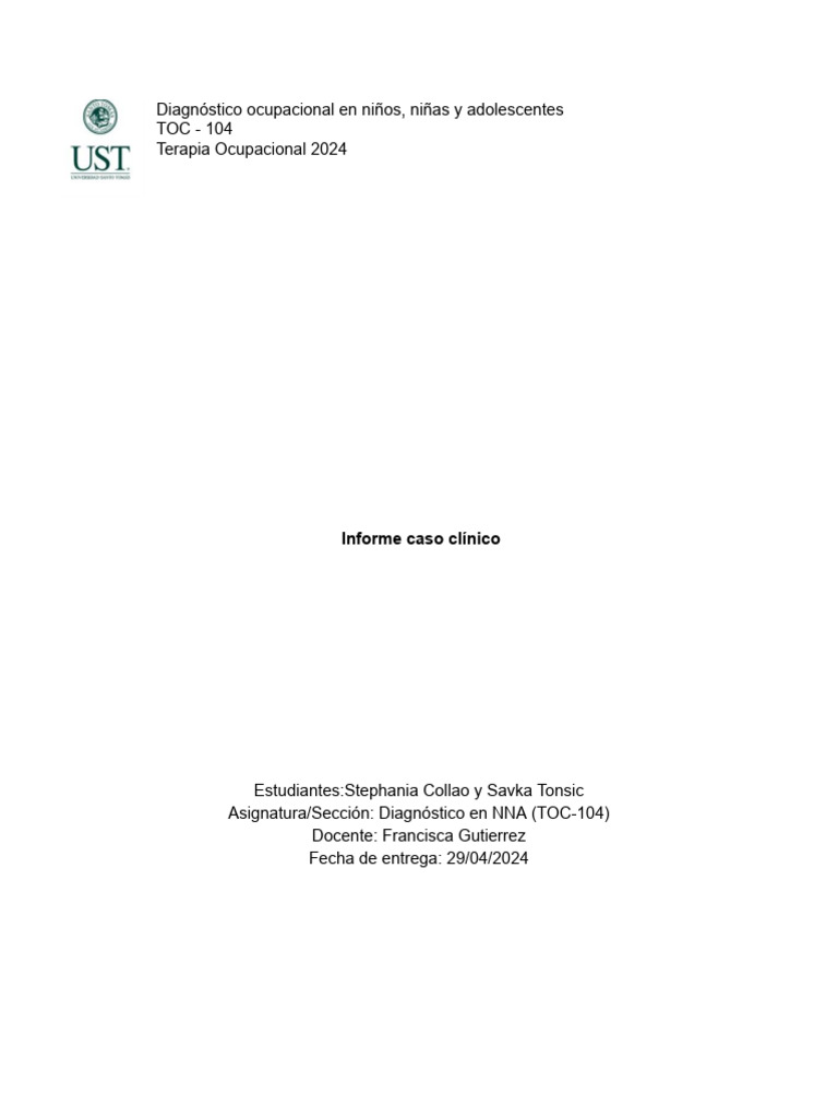 Formato Informe DO Unidad LL - 2024 SC-ST | PDF | Evaluación | Higiene