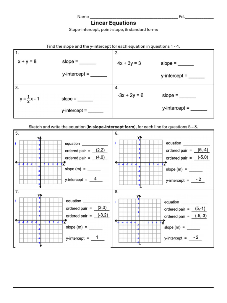 Linear Equations All Forms Assignment | PDF