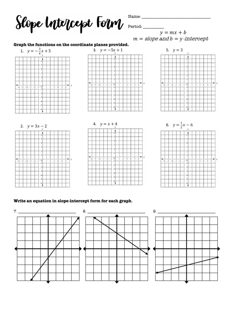 3 3+Slope+Intercept+Form+HW | PDF