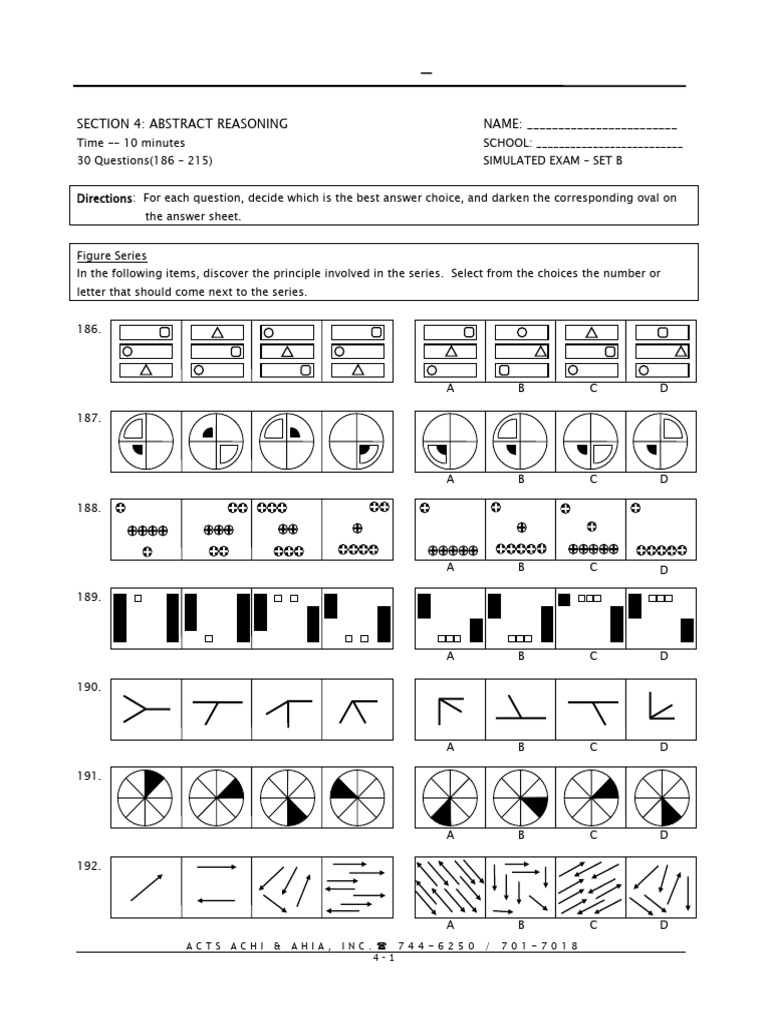 ACET 15 Set B Sec 4 Abstract Reasoning | PDF