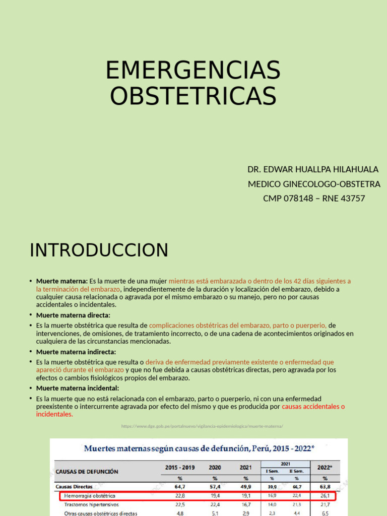 Emergencias Obstétricas: Clave Roja | PDF | Muerte materna | Parto