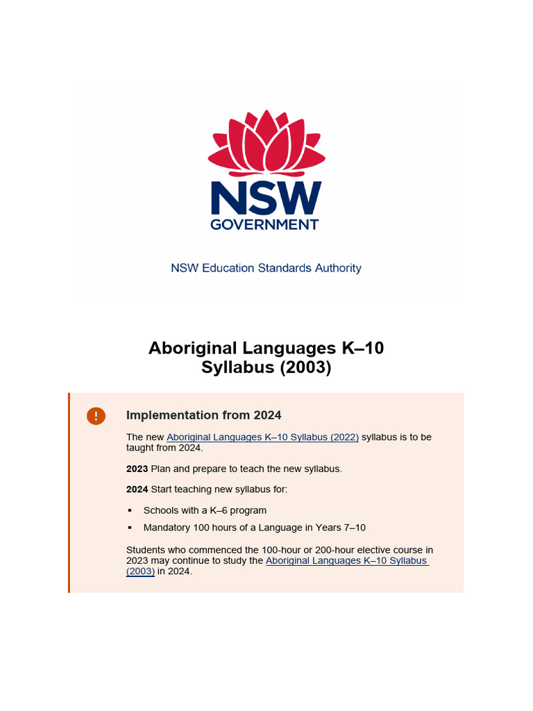 2024 Watermarked Aboriginal Languages K 10 Syllabus 2003 PDF | PDF ...