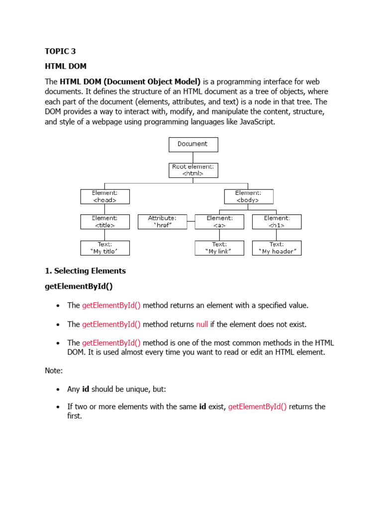 TOPIC-3 | PDF | Document Object Model | World Wide Web Consortium Standards