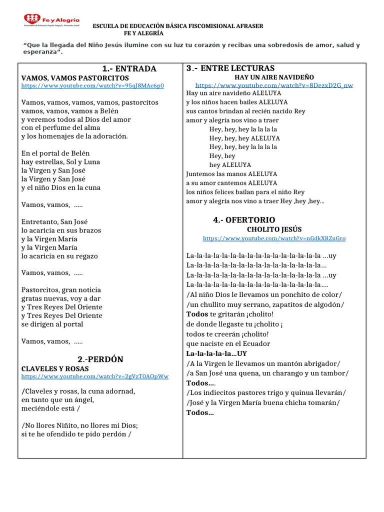 Cantos Eucaristia Diciembre 2024 | PDF | María, madre de Jesús