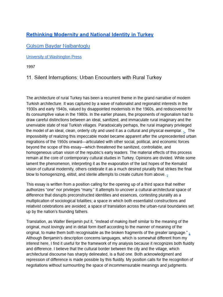 Rethinking Turkey's Urban-Rural Identity | PDF