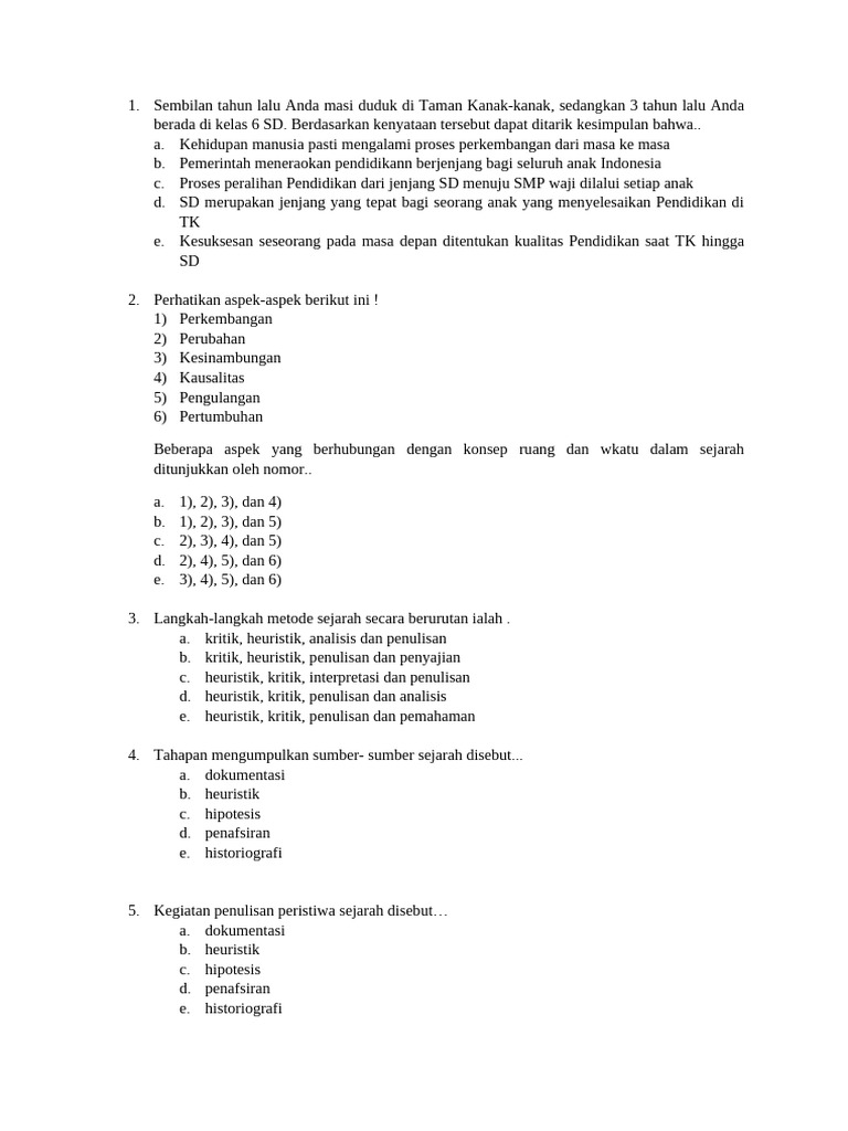 kisi-kisi sejarah peminatan kelas X | PDF