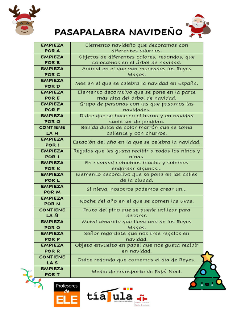 Pasapalabra de Navidad | PDF | Navidad | Árbol de Navidad