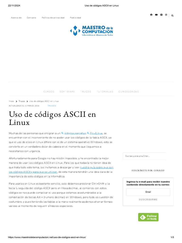Uso de códigos ASCII en Linux | PDF | Ascii | Software