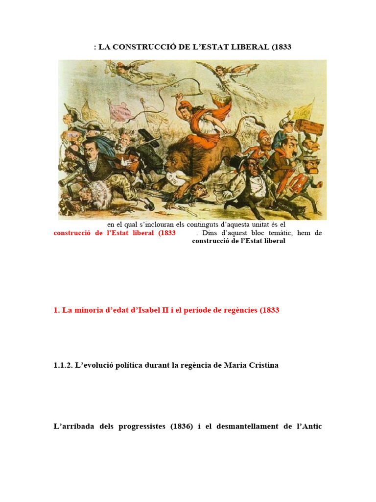 TEMA 2 LA CONSTRUCCIÓ DE LESTAT LIBERAL (1) | PDF