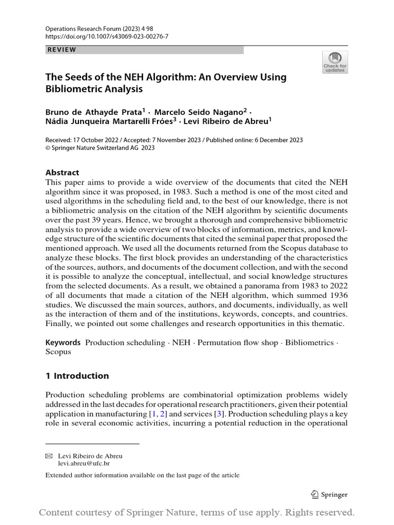 The Seeds of The NEH Algorithm An Overview Using B | PDF | Metaheuristic | Genetic Algorithm