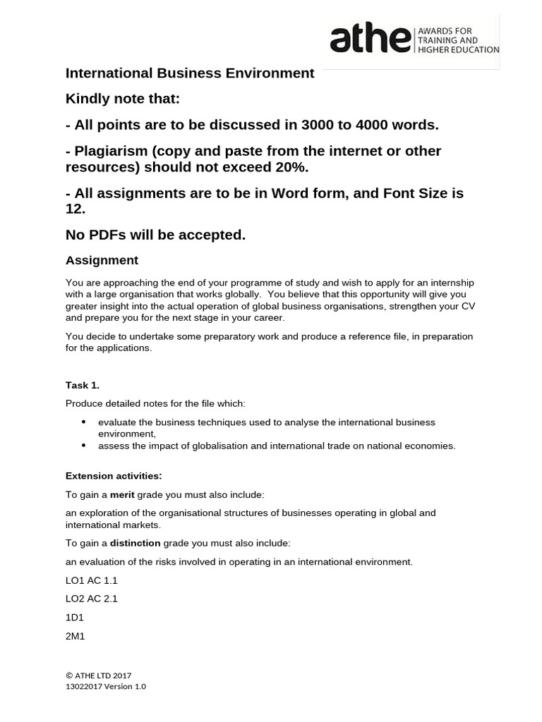 International Business Environment Assignment | PDF | Evaluation | Risk