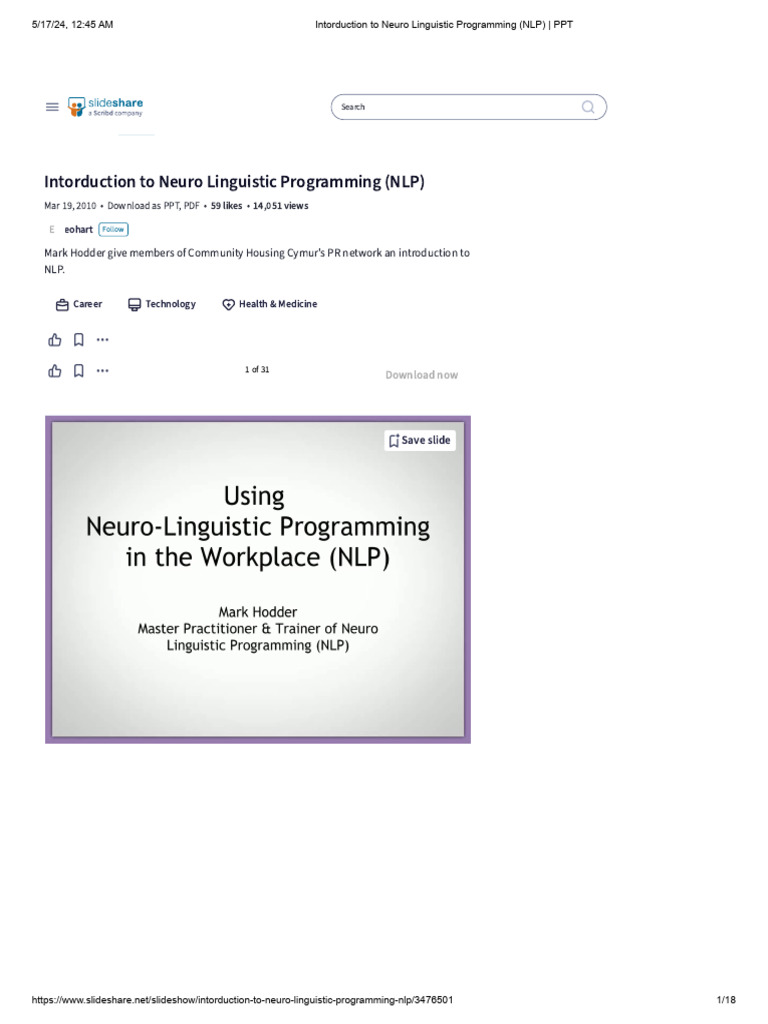 Intorduction To Neuro Linguistic Programming (NLP) | PDF | Neuro ...