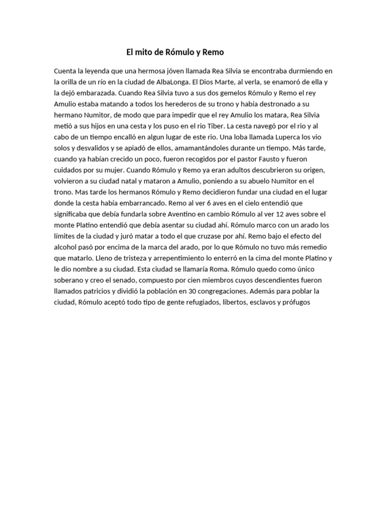 El Mito de Rómulo y Remo | PDF