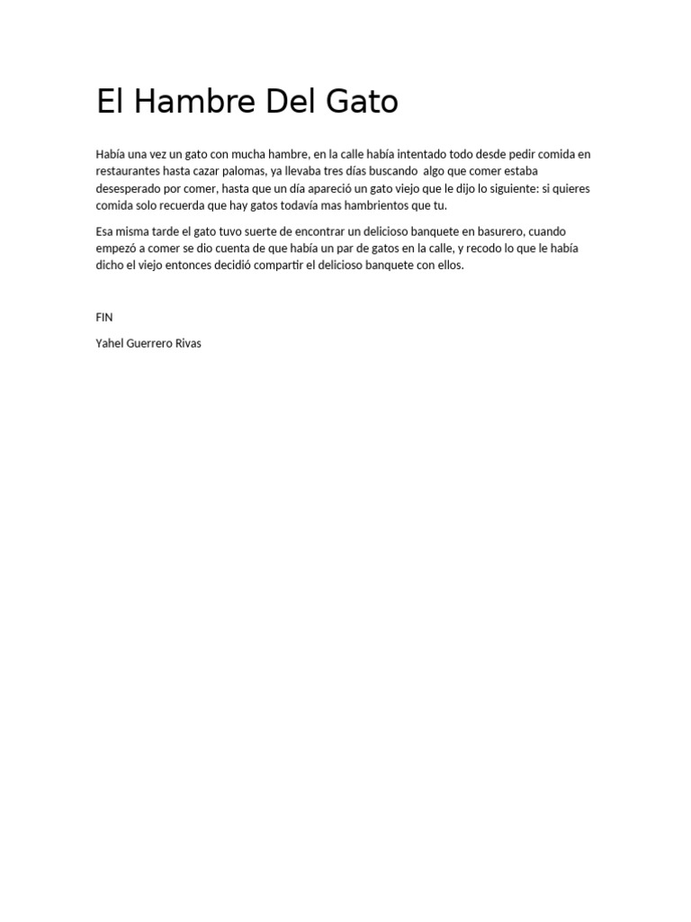 El Gato Hambriento y la Solidaridad | PDF