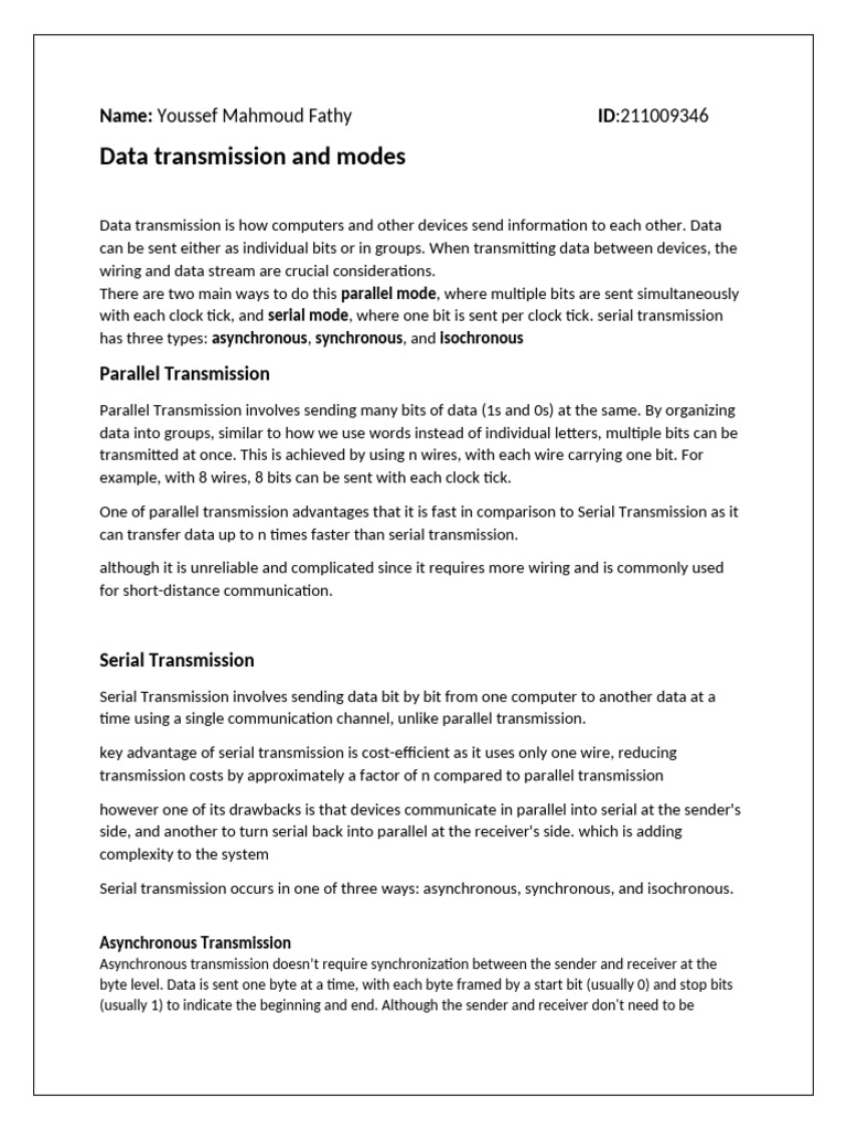Networks Report | PDF | Synchronization | Bit