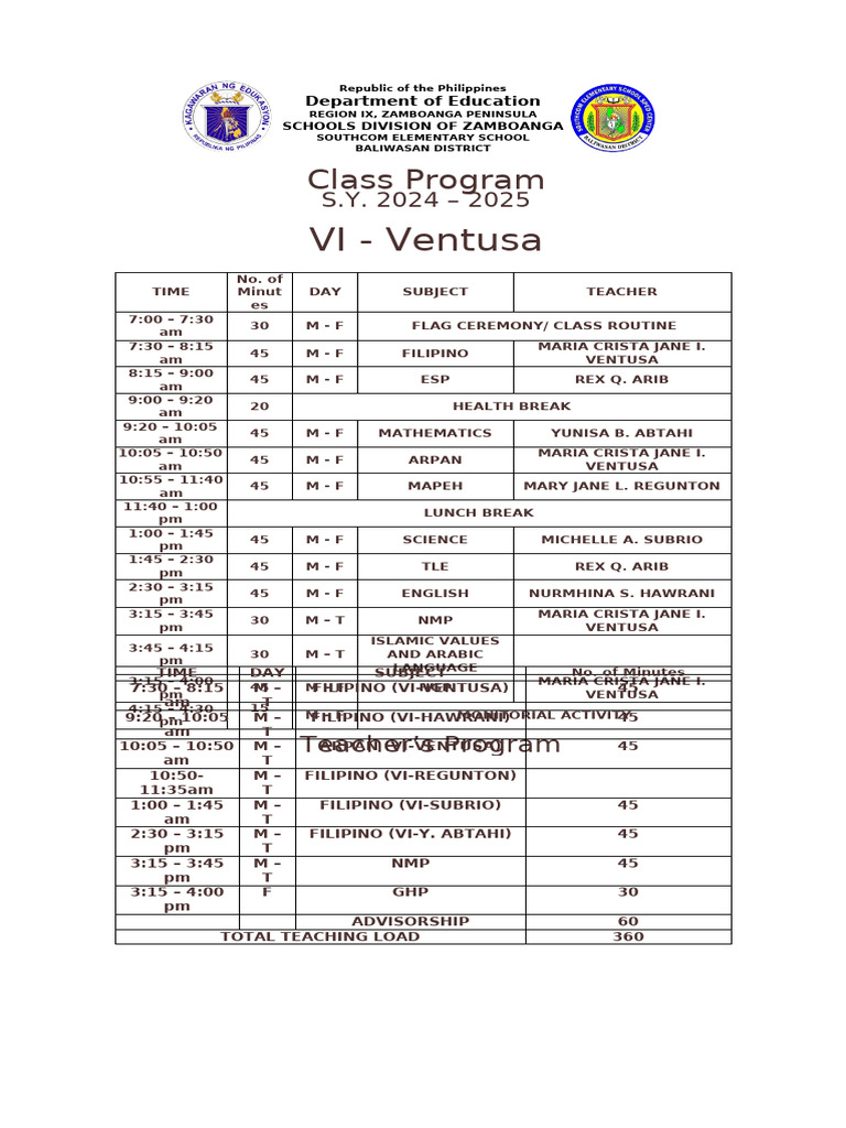 INDIVIDUAL-CLASS-PROGRAM-2024 | PDF | Philippines | Southeast Asia
