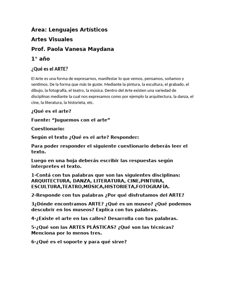 Actividad N°3 Qué Es El Arte | PDF