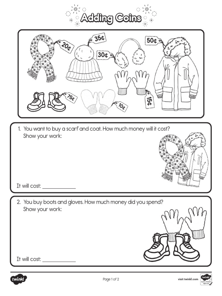 First Grade Winter Adding Coins Activity | PDF