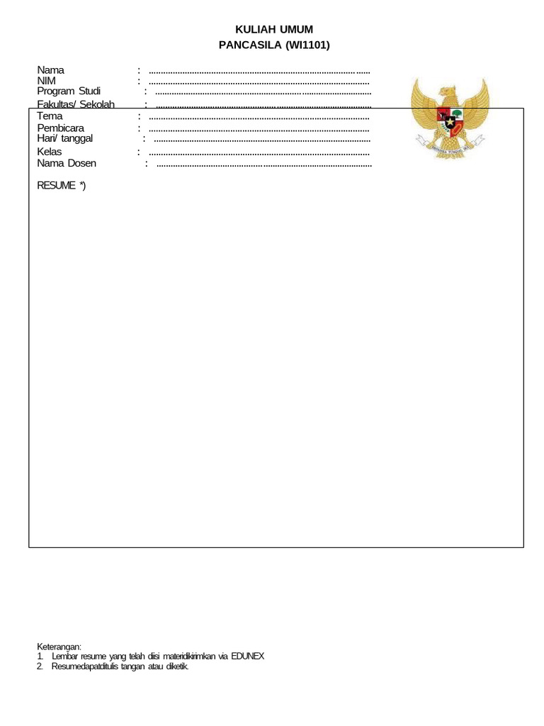 Template Resume Kuliah Umum Pancasila | PDF