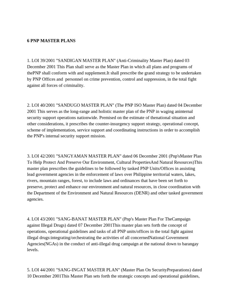 PNP Master Plans Overview | PDF | Strategic Planning | Community Policing