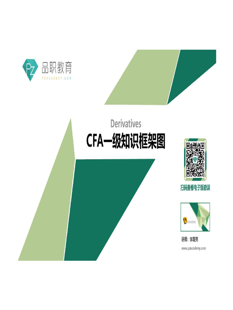 品职CFA一级知识框架图 - Derivatives | PDF