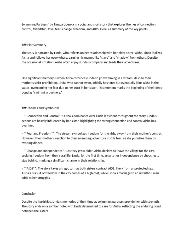 Swimming Partners Grade 11 Study Summary | PDF