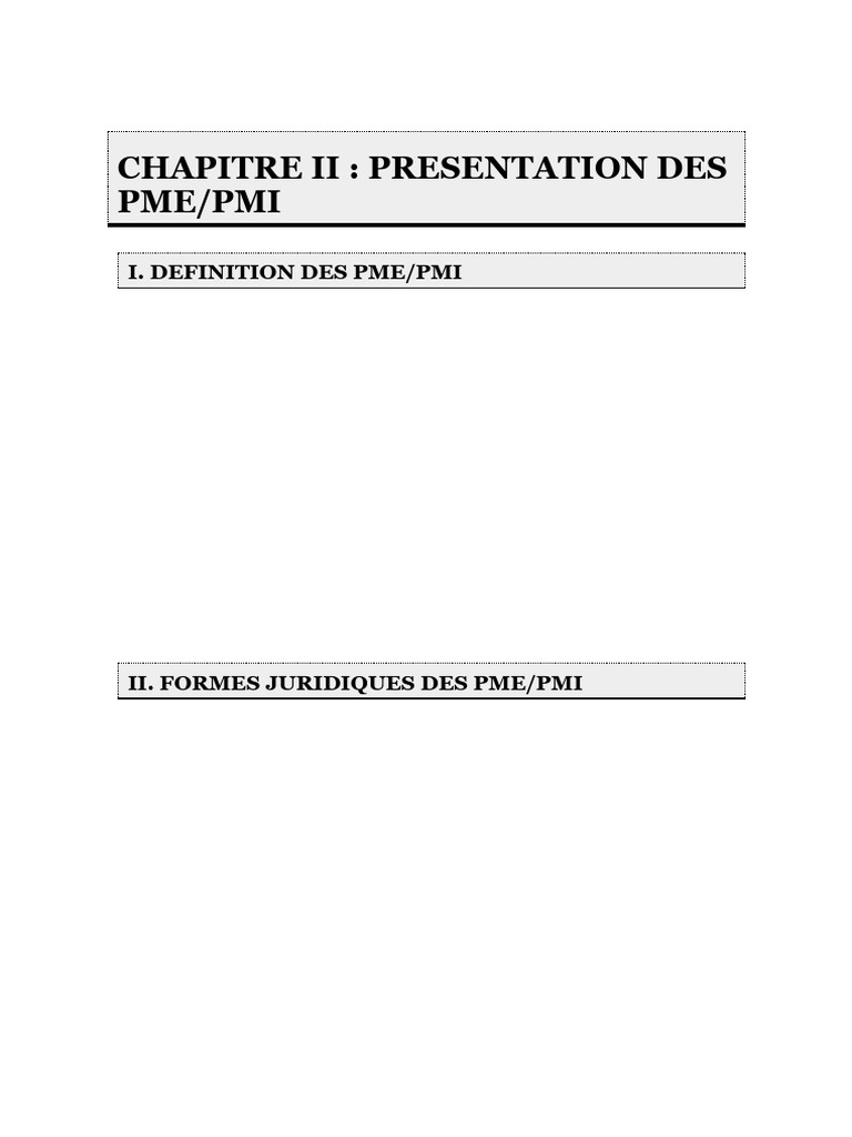 Définition et Classification des PME/PMI | PDF | Petite ou moyenne ...
