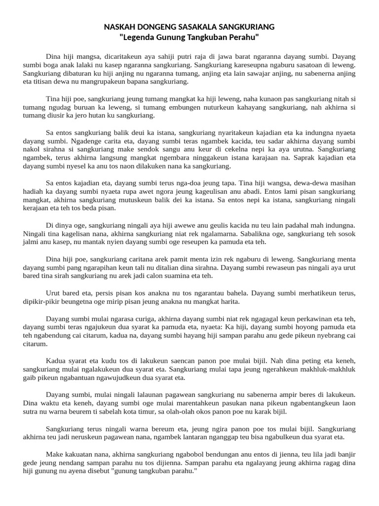NASKAH Dongeng Sasakala Sangkuriang | PDF