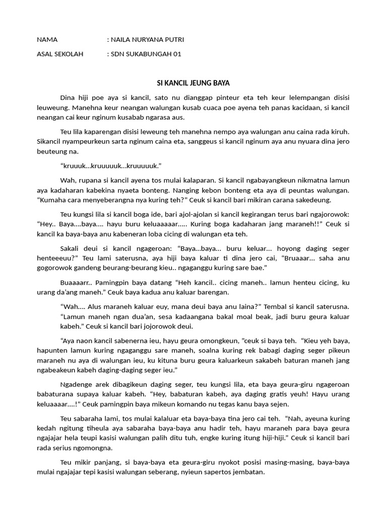 Kancil Cerdik Menipu Baya | PDF