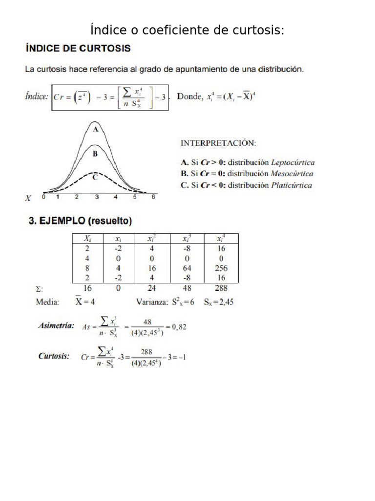 Índice o Coeficiente de Curtosis | PDF