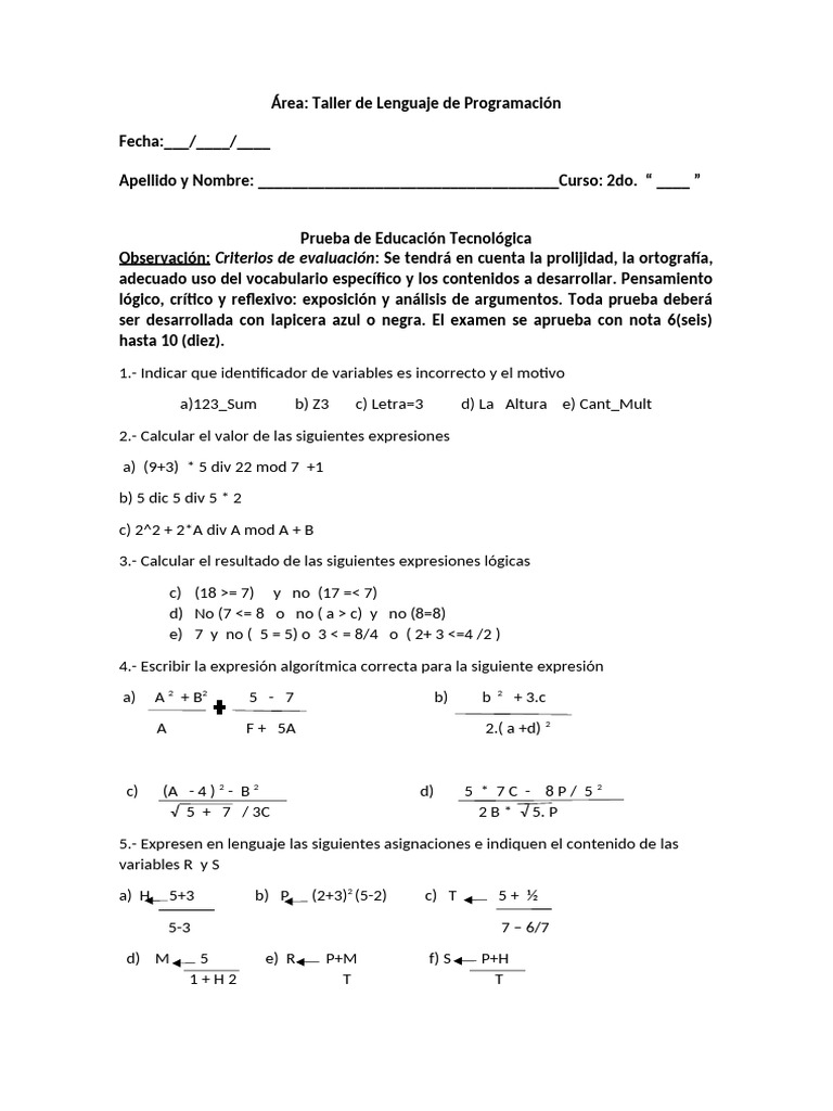 tp TallerLeng Progr indentif | PDF