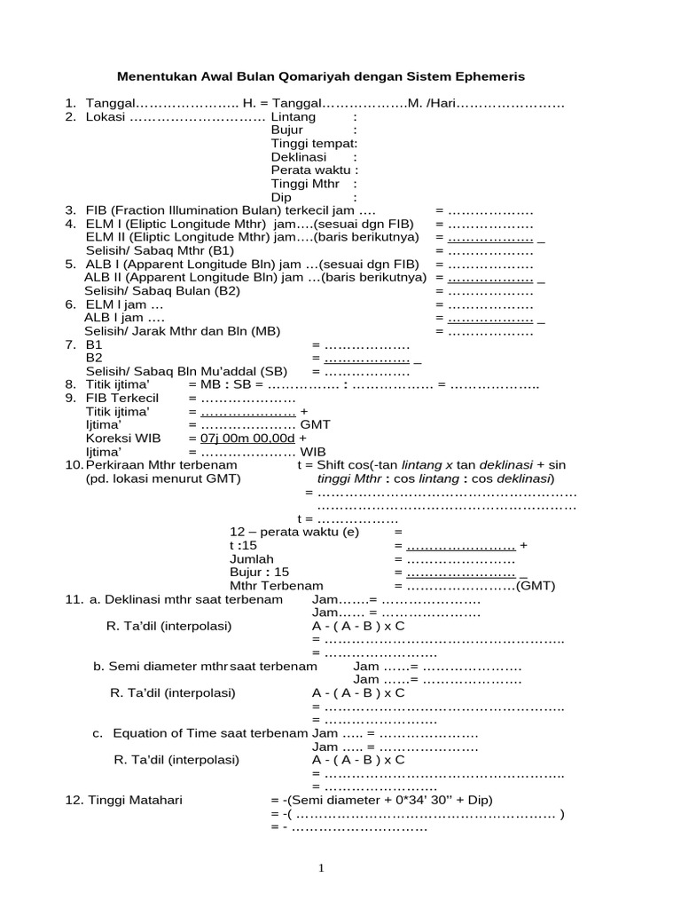 Blangko Ephemeris | PDF