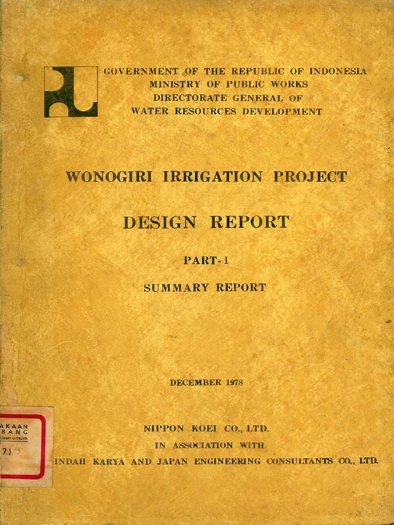Wonogiri Irrigation Project Design Report Part I Summary Report LGBJG | PDF | Environment ...
