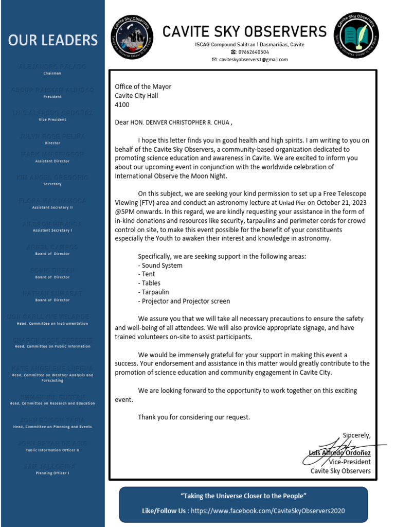 CSO-Letter-for-INOMN_Signedcopy (2) | PDF | Astronomy
