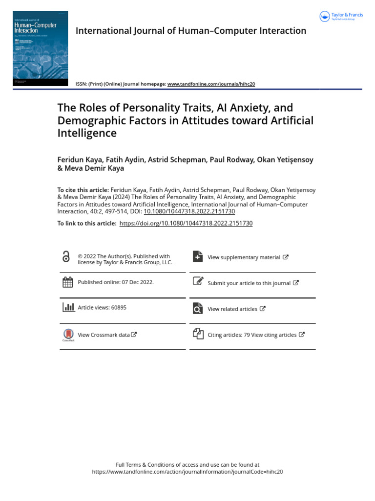 The Roles of Personality Traits AI Anxiety and Demographic Factors in ...