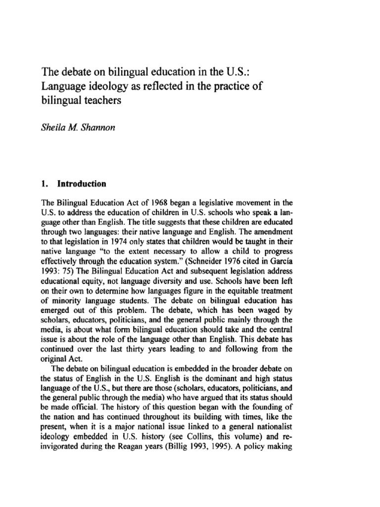The debate on bilingual education in the U.S. | PDF | Multilingualism ...