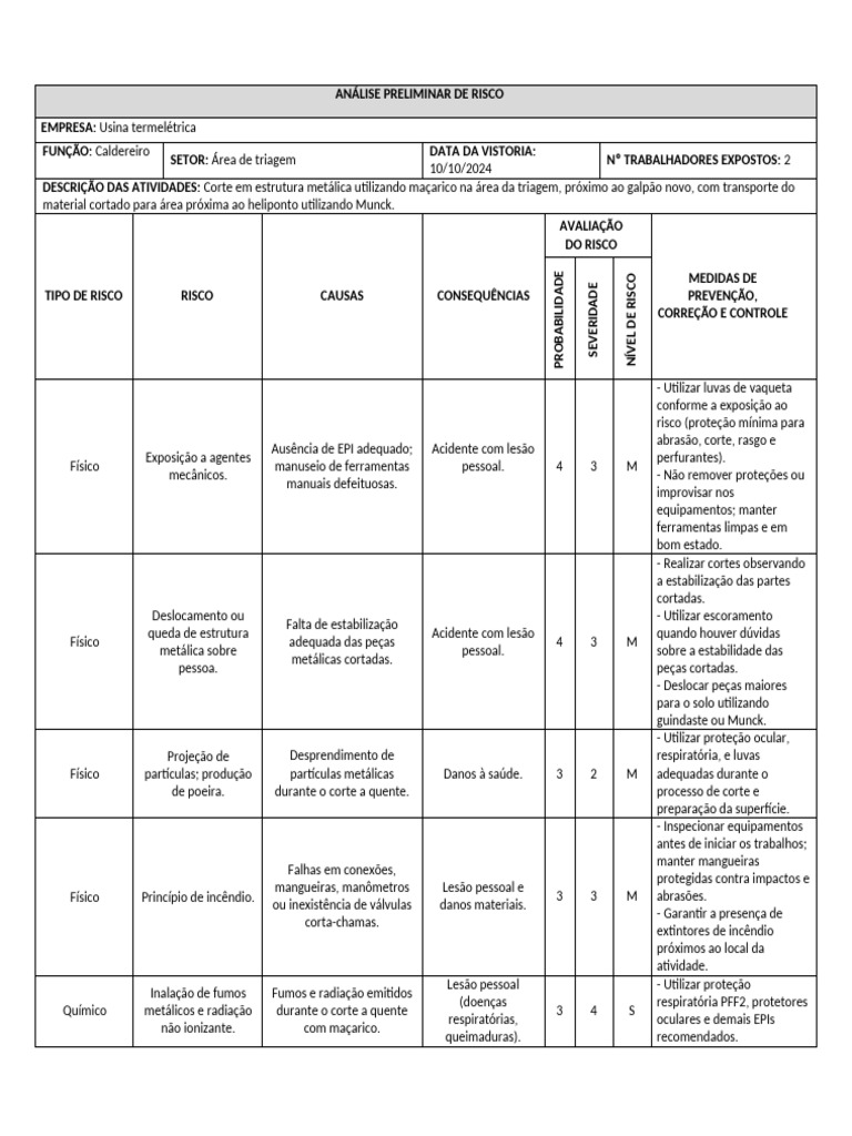 Modelo Análise Preliminar de Risco | PDF | Guindaste (máquina)