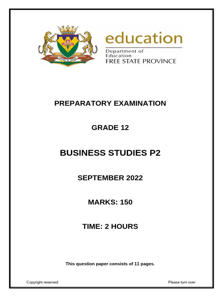 Business Studies P2 Prep Sept 2022 QP Eng | PDF | Corporate Social ...