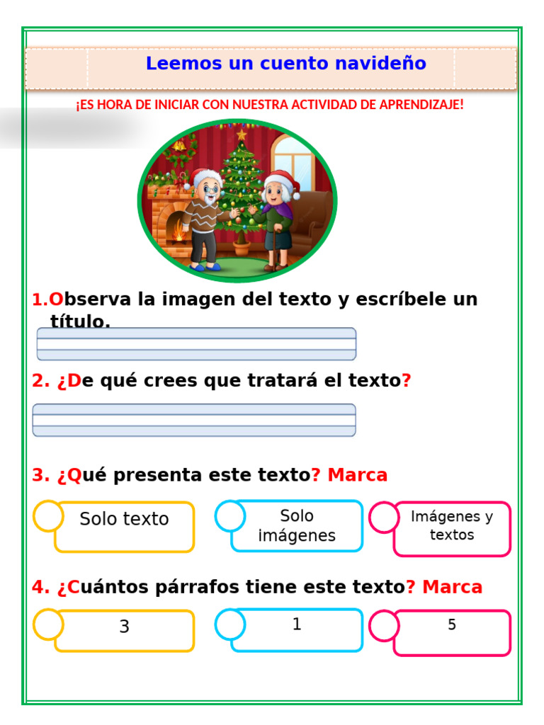 FICHA COM - Leemos Un Cuento Navideño | PDF