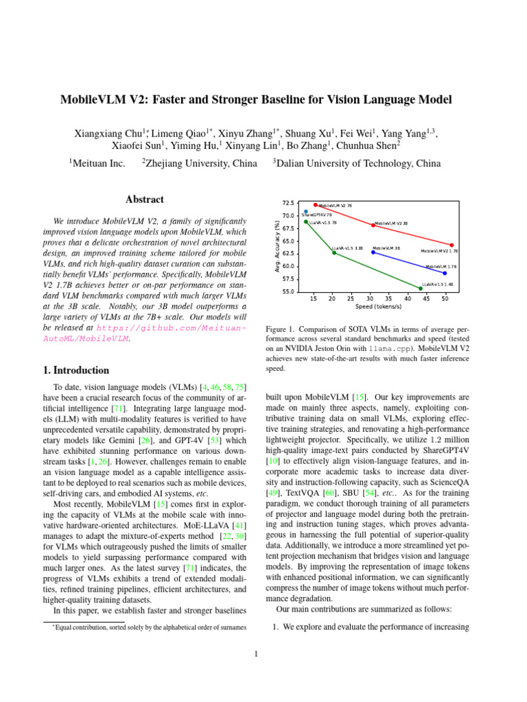 1-2024-arxiv-MobileVLM V2：更快更强的视觉语言模型基线 | PDF | Artificial Intelligence | Intelligence (AI ...
