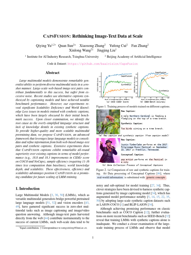 2023 Arxiv CapsFusion：重新思考大规模图像文本数据 | PDF | Artificial Intelligence | Intelligence (AI) & Semantics