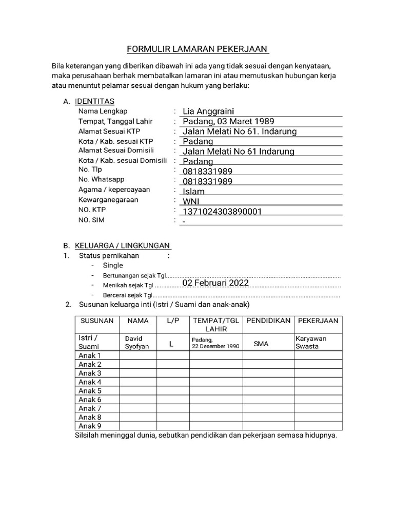 Form Lamran SPG | PDF