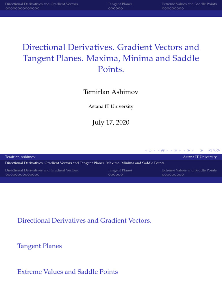 2 Directional Derivatives Gradient Vectors and Tangent Planes Maxima Minima and Saddle Points ...