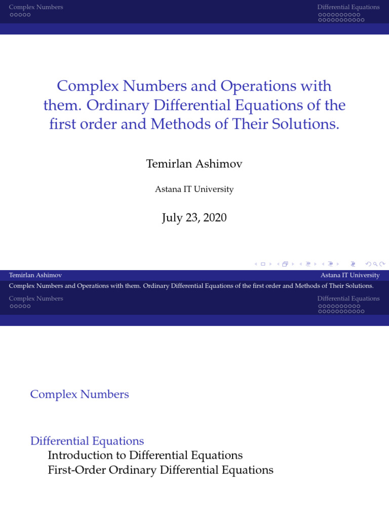 3 Complex Numbers and Operations With Them Ordinary Differential ...