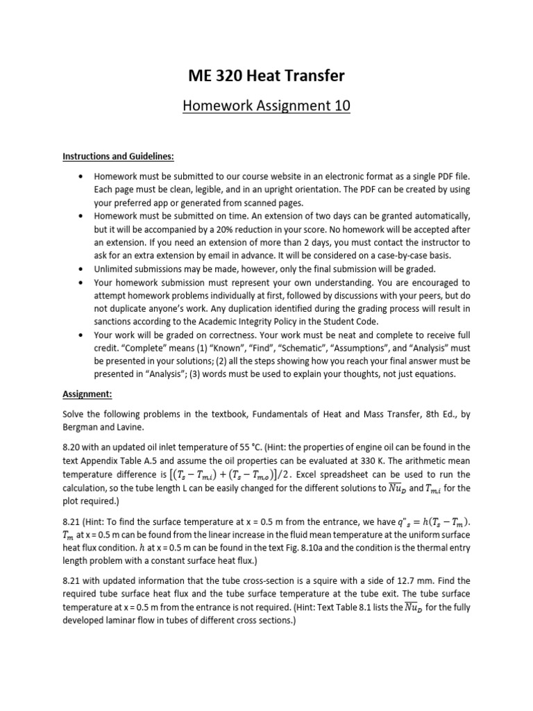 ME 320 HW10 Solutions | PDF | Heat | Physical Phenomena
