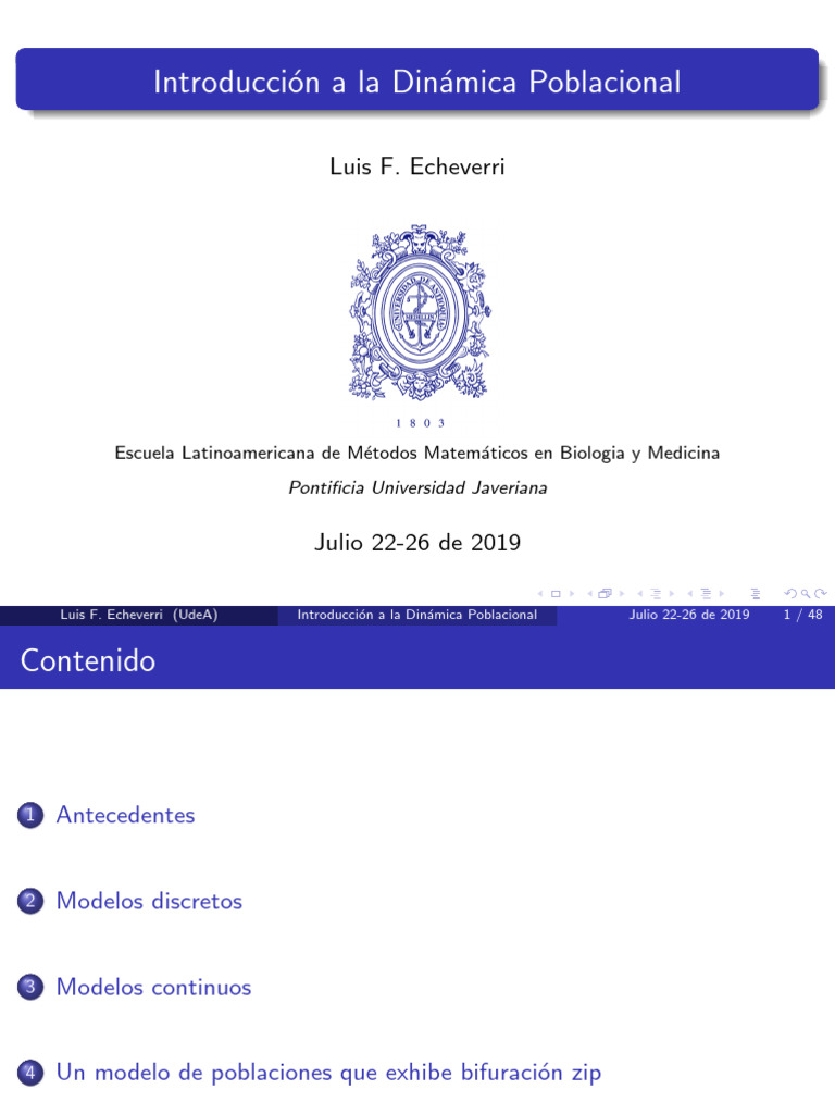 Introducci Onaladin Amica Poblacional: Luis F. Echeverri | PDF | Matemáticas Aplicadas