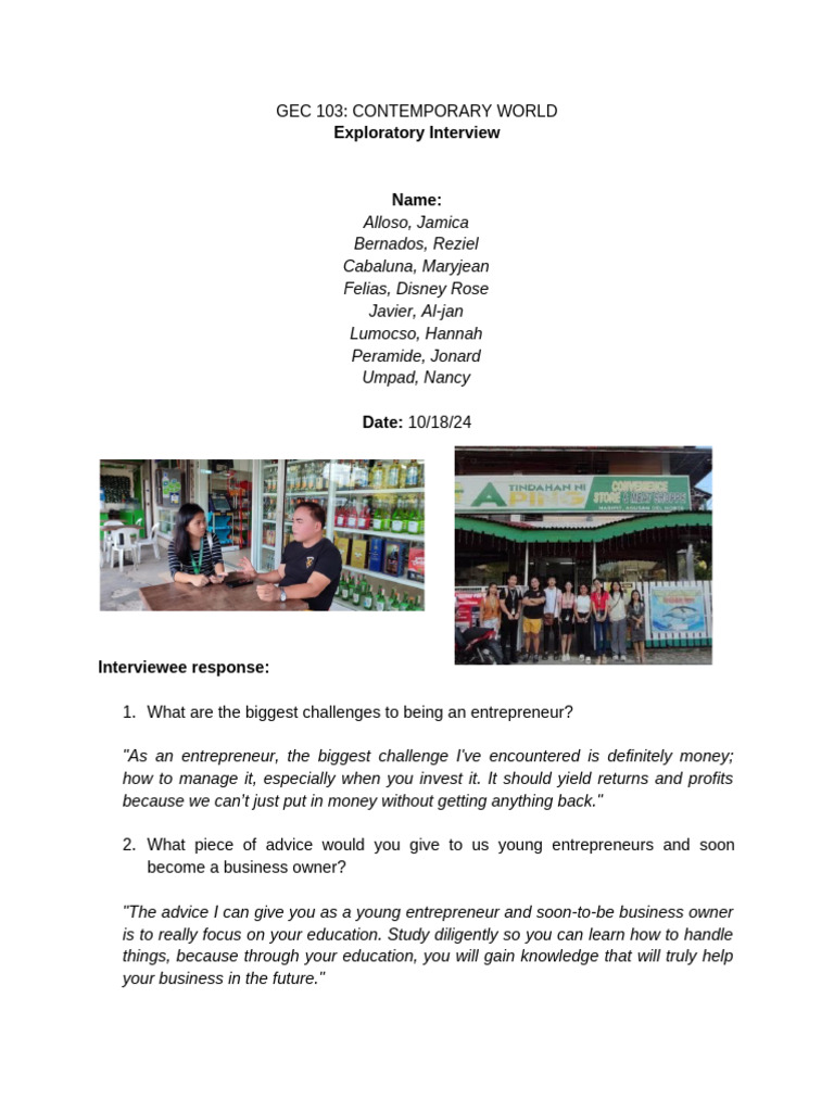 Exploratory Interview_ Skyflakes Group | PDF | Business