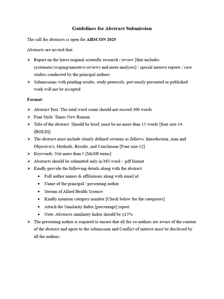 Guidelines For Abstract Submission | PDF | Abstract (Summary) | Written ...
