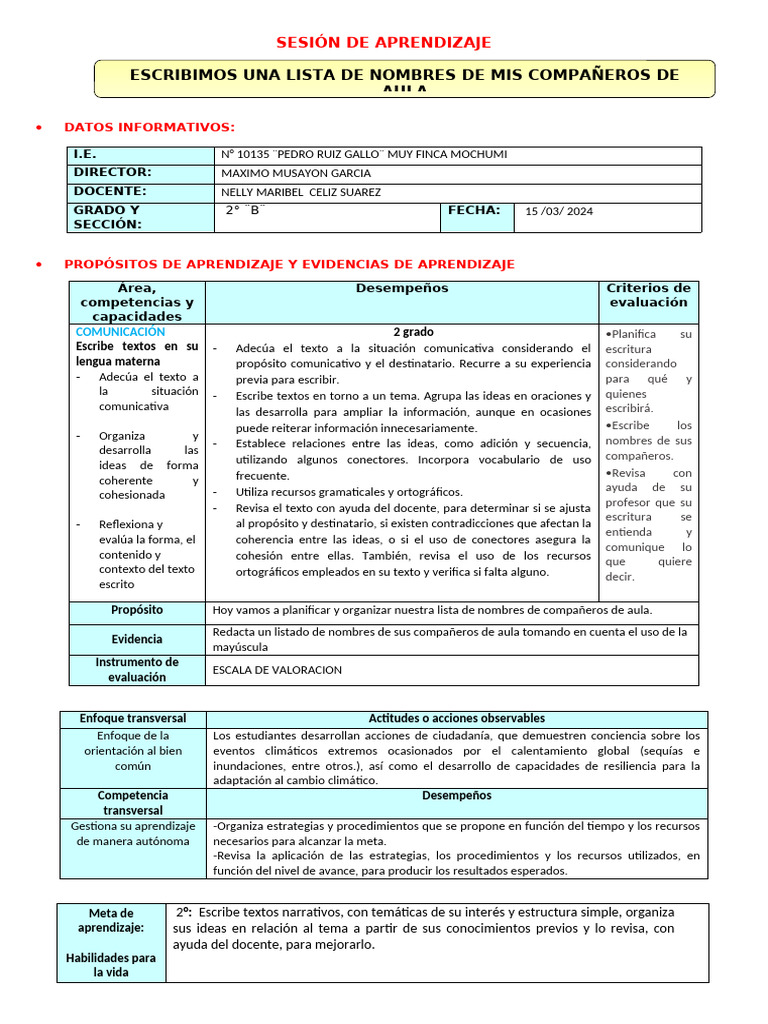 2º U1 S1 SESION D3 COM ESCRIBIMOS UNA LISTA DE NOMBRES DE MIS ... 2º U1 S1 SESION D3 COM ESCRIBIMOS UNA LISTA DE NOMBRES DE MIS ...